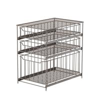 China Multifunctional Stackable Metal Wire Storage Basket Kitchen Storage Basket Sustainable Under Sink Organizer Sliding Storage Basket for sale