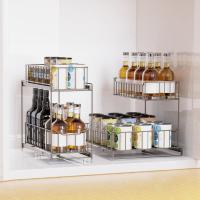China Multifunctional Kitchen Storage Basket Under Sink Organizer Sliding Storage Basket for sale