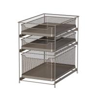 China Sustainable Multifunctional Stackable Metal Wire Storage Basket Under Sink Organizer Sliding Basket for sale