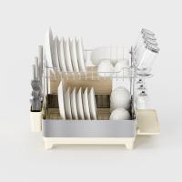 China 2 Tiers Rectangle Stainless Steel Detachable Dish Rack Premium Kitchen Dish Drainer Board Dish Drying Rack for sale