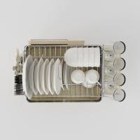 China 2 Tiers Rectangle Stainless Steel Detachable Dish Rack Premium Kitchen Dish Drainer Board Dish Drying Rack for sale