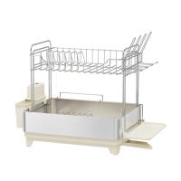 China 2 Tiers Rectangle Stainless Steel Detachable Dish Rack Premium Kitchen Dish Drainer Board Dish Drying Rack for sale