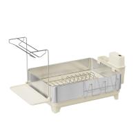 China Multifunctional Kitchen Dish Rack Stainless Steel Dish Drainer And Organizer With Cup Holder And Cutlery Holder for sale
