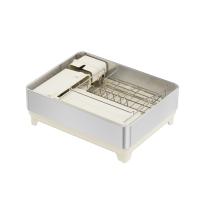 China Multifunctional Kitchen Dish Rack Stainless Steel Dish Drainer And Organizer With Cup Holder And Cutlery Holder for sale