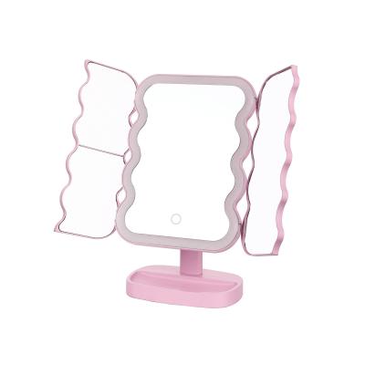 China Foldable Standing Makeup Mirror With Vanity Tray for sale