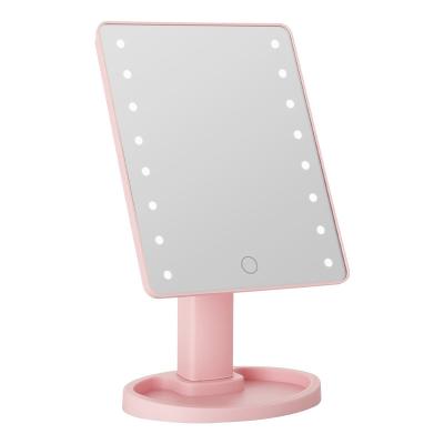 China Free Standing Rectangle Countertop Led Makeup Mirrors With Vanity Tray for sale