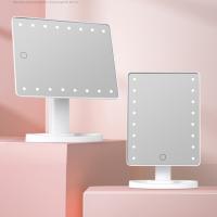 China Free Standing Rectangle Countertop Led Makeup Mirrors With Vanity Tray for sale