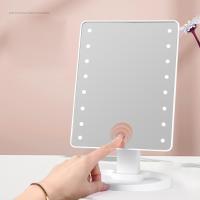 China Free Standing Rectangle Countertop Led Makeup Mirrors With Vanity Tray for sale