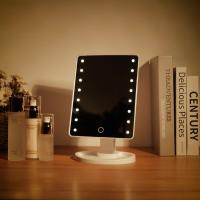 China Free Standing Rectangle Countertop Led Makeup Mirrors With Vanity Tray for sale