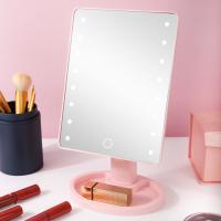 China Free Standing Rectangle Countertop Led Makeup Mirrors With Vanity Tray for sale