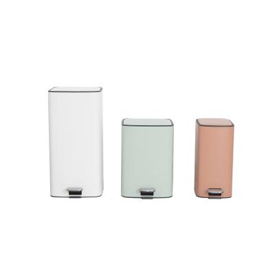 China LOGO PRINT Allowed 18L Stainless Steel Soft Close Square Pedal Trash Bin Waste Bin Trash Can for Living Room and Office for sale