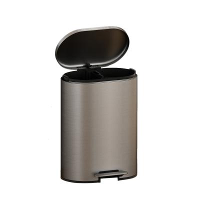 China rounded rectangle trash can Dispose of Waste with the Fingerprint-proof 6L Stainless Steel Pedal Bin and Soft Close for sale