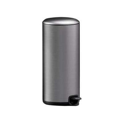China 30L Stainless Steel Household Stylish Thin Lid Pedal Trash Bin Waste Bin Dustbin Soft Close Round Metal Trash Can ROUND for sale