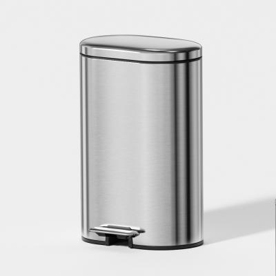 China rounded rectangle trash can Stainless Steel Rolling Cover Step Pedal Trash Bin for kitche bathroom Office 6L 12L 30L 50L for sale