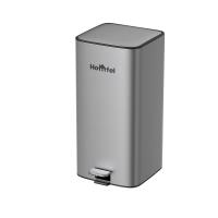 China Silver 28L Stainless Steel Soft Close Square Pedal Trash Bin For Living Room Office Style Rolling Cover Type for sale