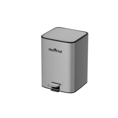 China Rolling Cover Type 28L Stainless Steel Soft Close Square Pedal Trash Bin Foot Pedal Design For Living Room Office for sale