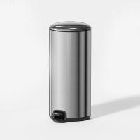 China 20L Stainless Steel Kitchen Bathroom Thin Lid Pedal Trash Bin Waste Bin Dustbin Soft Close Round Metal Trash Can Durable for sale