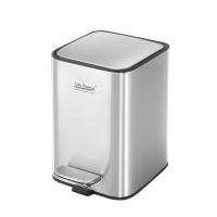 China Soft Close Rectangle Trash Bin 18L Capacity Stainless Steel Silver Pedal Trash Can For Bathroom for sale