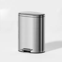 China Soft Close Pedal Bin 30L Stylish Oval Stainless Steel Household Trash Bin With Anti-Fingerprint rounded rectangle trash can Dust Bin for sale
