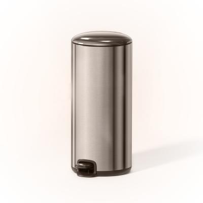 China 30L Stainless Steel Thin Lid Pedal Trash Bin For Household Kitchen Bathroom Soft Close Round Metal Waste Bin Dustbin for sale