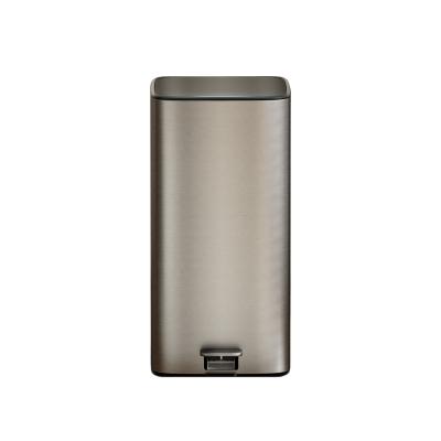 China 28L Capacity Stainless Steel Soft Close Square Pedal Trash Bin For Living Room Office Kitchen And Bathroom for sale