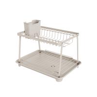 China 2-Tier Collapsible Dish Drying Rack - Foldable Stainless Steel Sink Organizer with Drain Board for sale