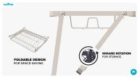 China 2-Tier Collapsible Dish Drying Rack - Foldable Stainless Steel Sink Organizer with Drain Board for sale