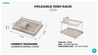 China 2-Tier Collapsible Dish Drying Rack - Foldable Stainless Steel Sink Organizer with Drain Board for sale