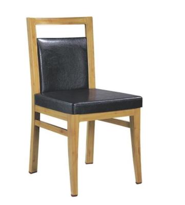 China black PU wood imitation square tube aluminium restaurant chair for sale