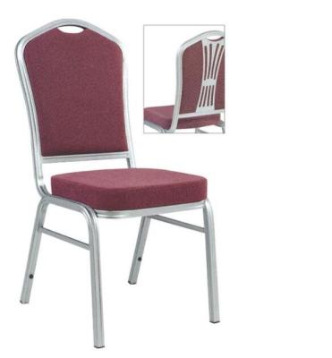 China stackable silver tube and purple fabric church chair with handle for sale