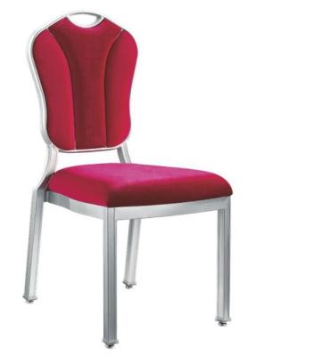 China Strong Silver Square Metal Tube Red Fabric Hotel Banquet Dining Chair for sale