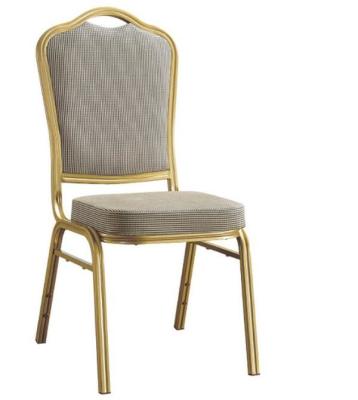 China Elegant Stackable Dining Chairs with Golden Aluminium Tube and Gray Fabric for sale