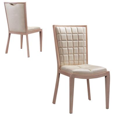 China YLX-8017 Aluminium or Steel Wood Paper Tube with Beige PU Leather Dining Chair for sale