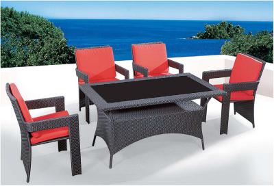 China YLX-RN-041 Rattan Dining Chair and Rattan Table with Glass for sale