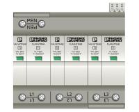 China FLT-SEC-T1 T2-3C-350/25-FM Type 1 2 Combined Surge Protector 3 Poles Rated Voltage 350V for sale