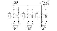 China FLT-SEC-T1 T2-3C-350/25-FM Type 1 2 Combined Surge Protector 3 Poles Rated Voltage 350V for sale