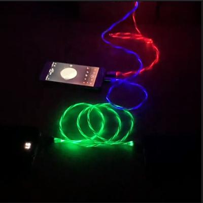 China 3 in 1 Fast Charging Cable USB Type C 3A LED Colorful Lightning Flashing Charging Cord for sale