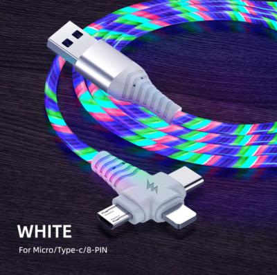 China 3 in 1 LED USB Charging Cable Micro USB Type C 8Pin for Samsung iPhone Xiaomi 1.2m for sale