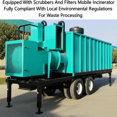 China Mobile Incinerator with Scrubbers And Filters for Waste Disposal Up To 1200°C and Plug And Play Installation for sale
