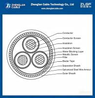 China 6.35/11KV Copper Conductor XLPE Insulation Copper Tape Shield Steel Wire Armored PVC sheath MV Power Cable 3x300mm2 for sale