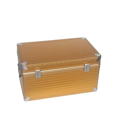 China Large Golden Aluminium Flight Case With Big Handle For Army for sale