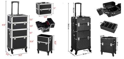 China 2 In 1 Aluminum Makeup Trolley Case Pink Color On Wheels for sale