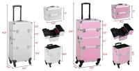 China 2 In 1 Aluminum Makeup Trolley Case Pink Color On Wheels for sale