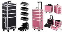 China 5 In 1 Aluminum Rolling Makeup Case Beauty Cosmetics With Wheels for sale