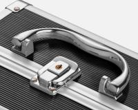 China Custom Aluminium Cosmetic Case Black Leather Lining Inside Makeup Vanity Box for 250 X 180 X 230mm for sale