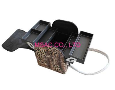 China Leather Beauty Professional Makeup Cases , Zipper Opening Travel Cosmetic Bags for sale