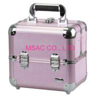 China Portable Aluminium Beauty Case Light Weight 4MM MDF With Purple Leather Panel for sale