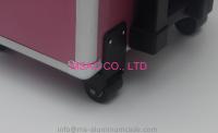 China Pink Trolley Aluminum Beauty Box With Wheels And Large Storage Space for sale
