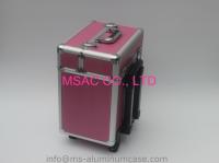 China Pink Trolley Aluminum Beauty Box With Wheels And Large Storage Space for sale