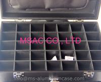 China Professional Makeup Cases On Wheels , Black Pu Leather Cosmetic Trolley Case for sale